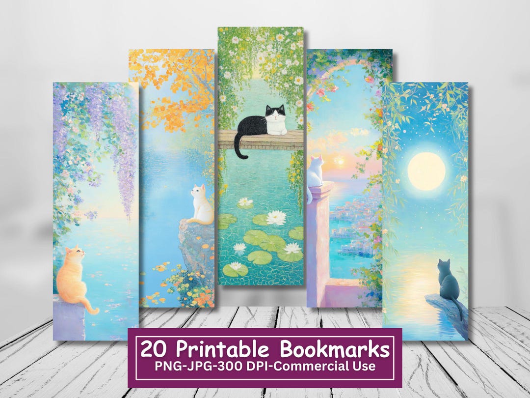 Cute Cats Printable Bookmark Bundle, JPG Print and Cut Pages, Tabby ...