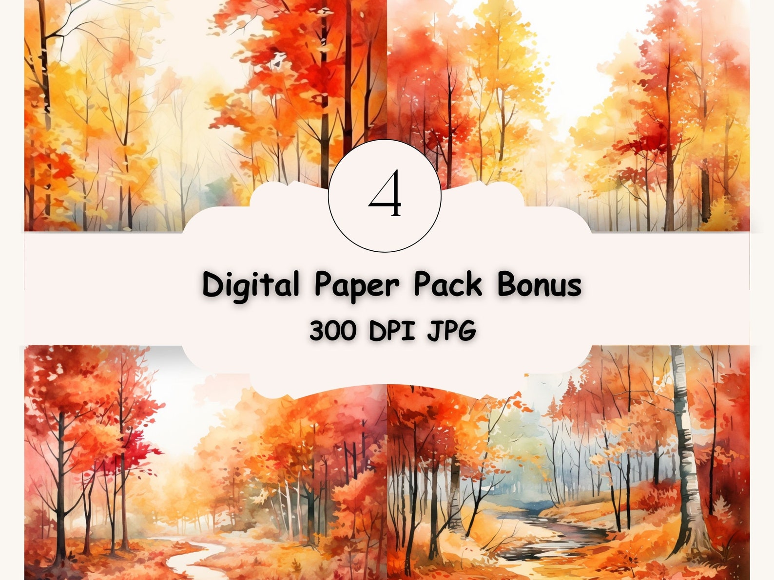 Autumn Fall Forest Watercolor Clipart Bundle, Fall Trees Clip Art PNG ...