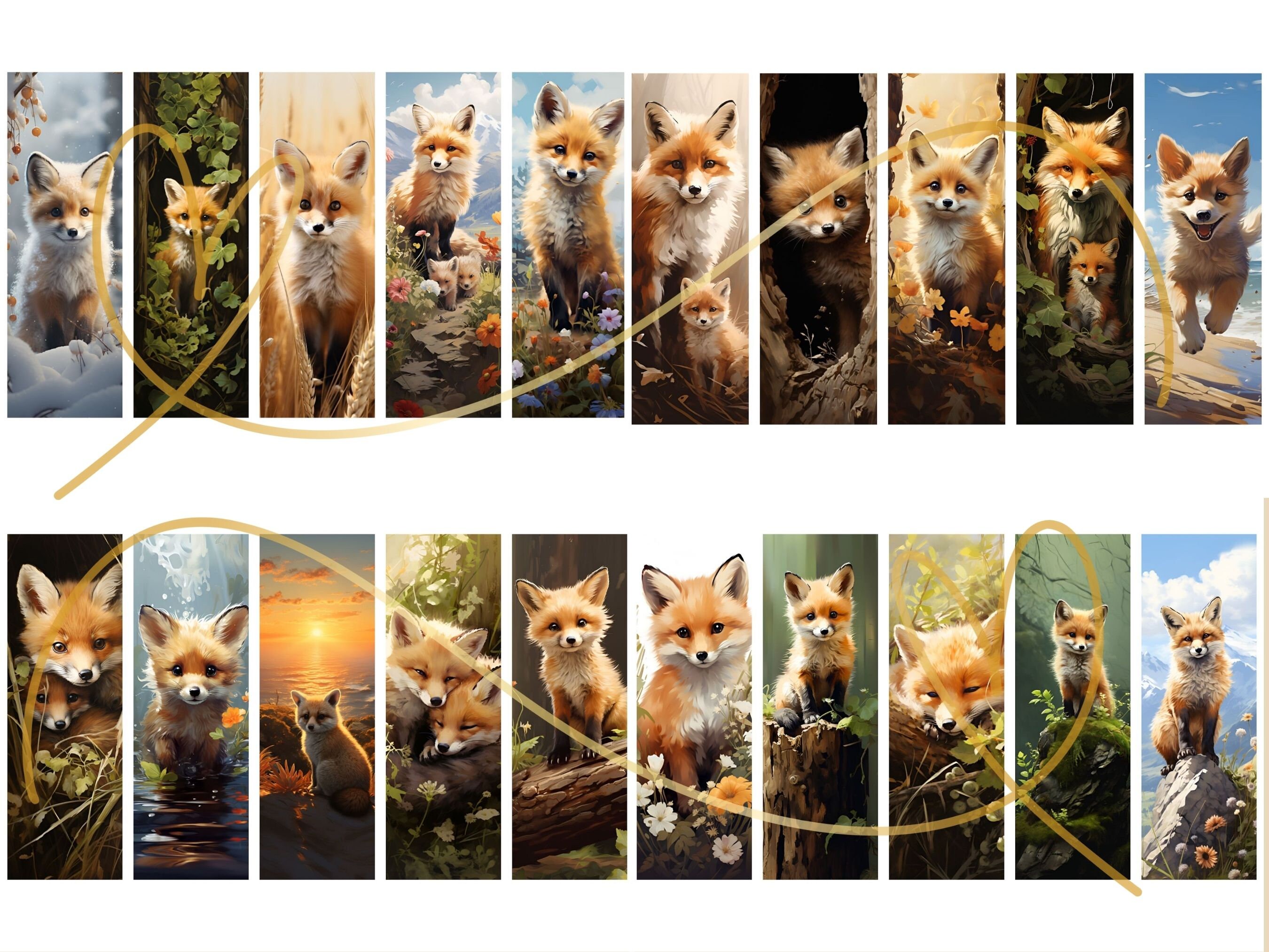 Fox Printable Bookmark Bundle JPG Print and Cut Pages 20 PNG - Etsy