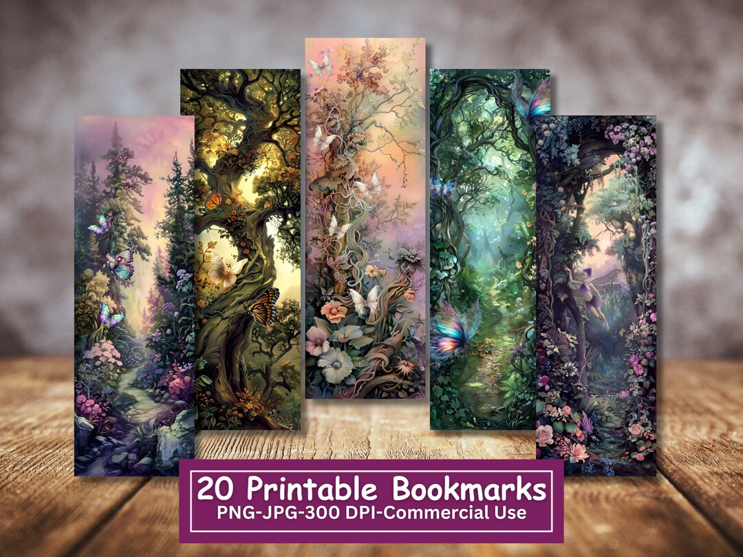 Enchanted Forest Fairies and Butterflies Printable Bookmarks Bundle ...