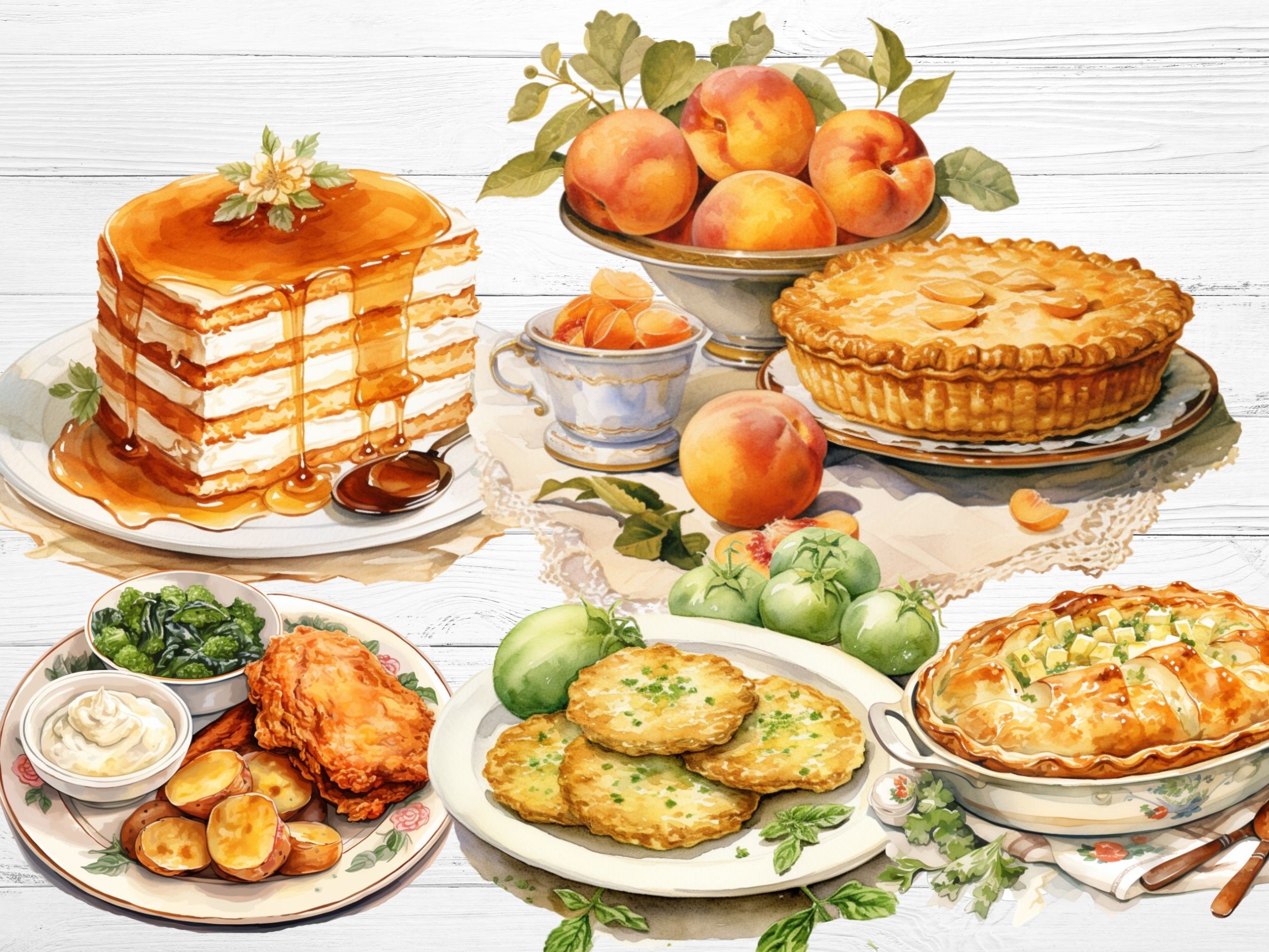 Vintage Country Farmhouse Kitchen Clipart Bundle, PNG Set of 50 ...