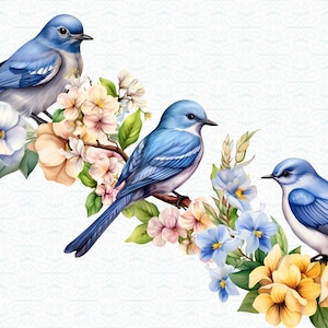 Watercolor Blue Bird Clipart, 23 PNG Set Nursery Art, Digital Download ...