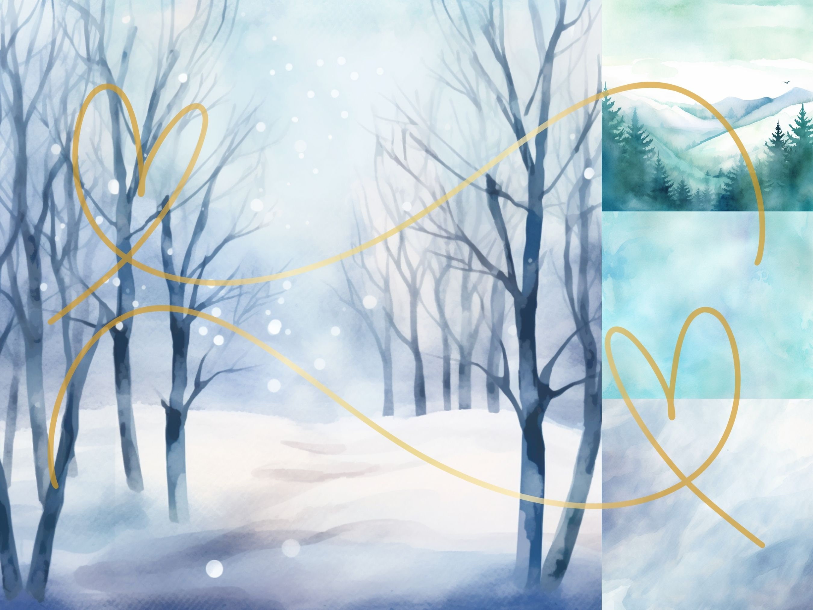 Watercolor Winter Digital Paper: Snowy Forest, Fantasy Landscape ...