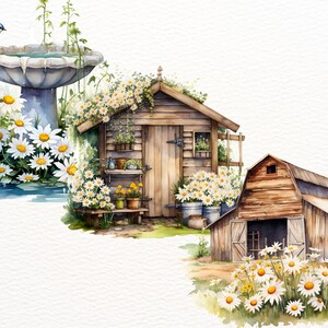 Rustic Daisies Clipart Bundle, 28 PNG Set, Daisy Flower Clip Art, Card ...