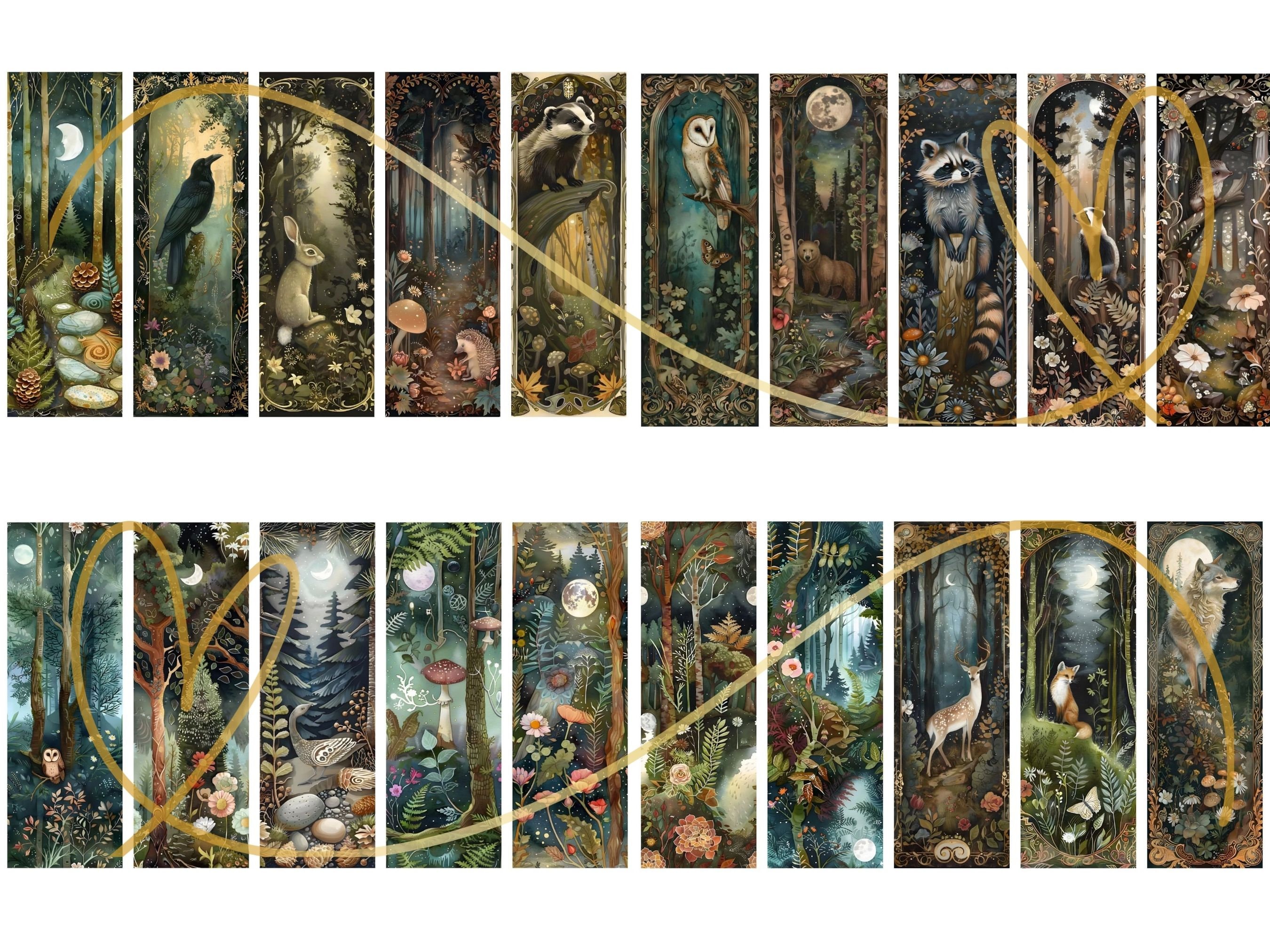 Woodland Animals Printable Bookmarks: Fantasy Forest Designs (PNG/JPG ...