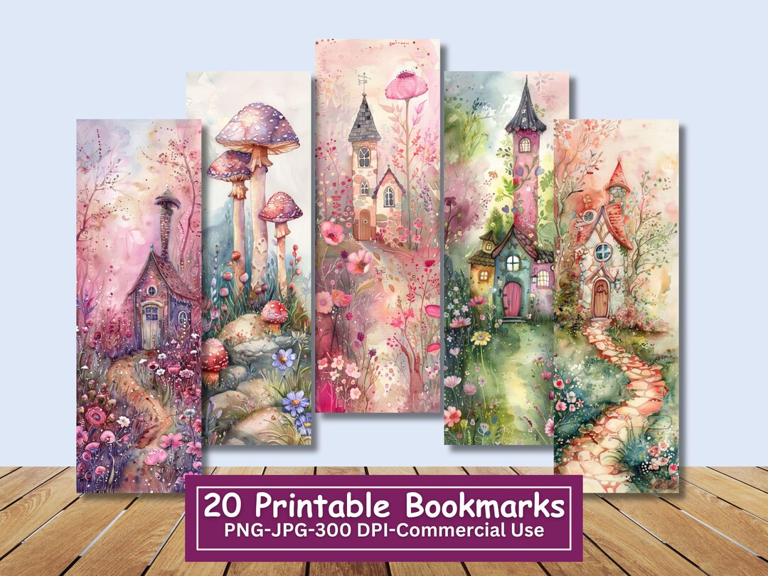 Fantasy Fairy Garden Printable Bookmarks Bundle, Set of 20 PNG/JPG ...