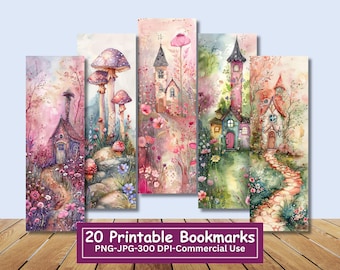 Fairies, Fantasy, Fairytale, Printable Bookmarks Bundle, Set of 20 PNG ...