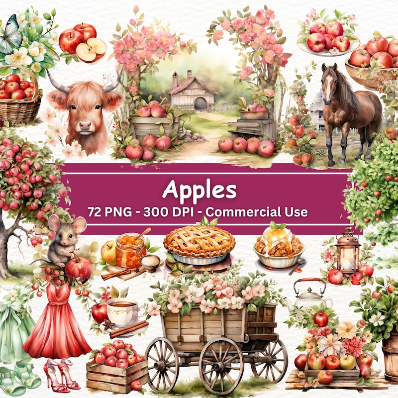 Apple Pie Clipart - Etsy