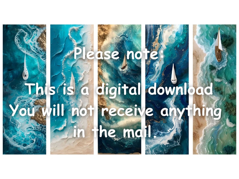Nautical Bookmarks: Sailboat Ocean Art, Beach Theme (digital Download ...