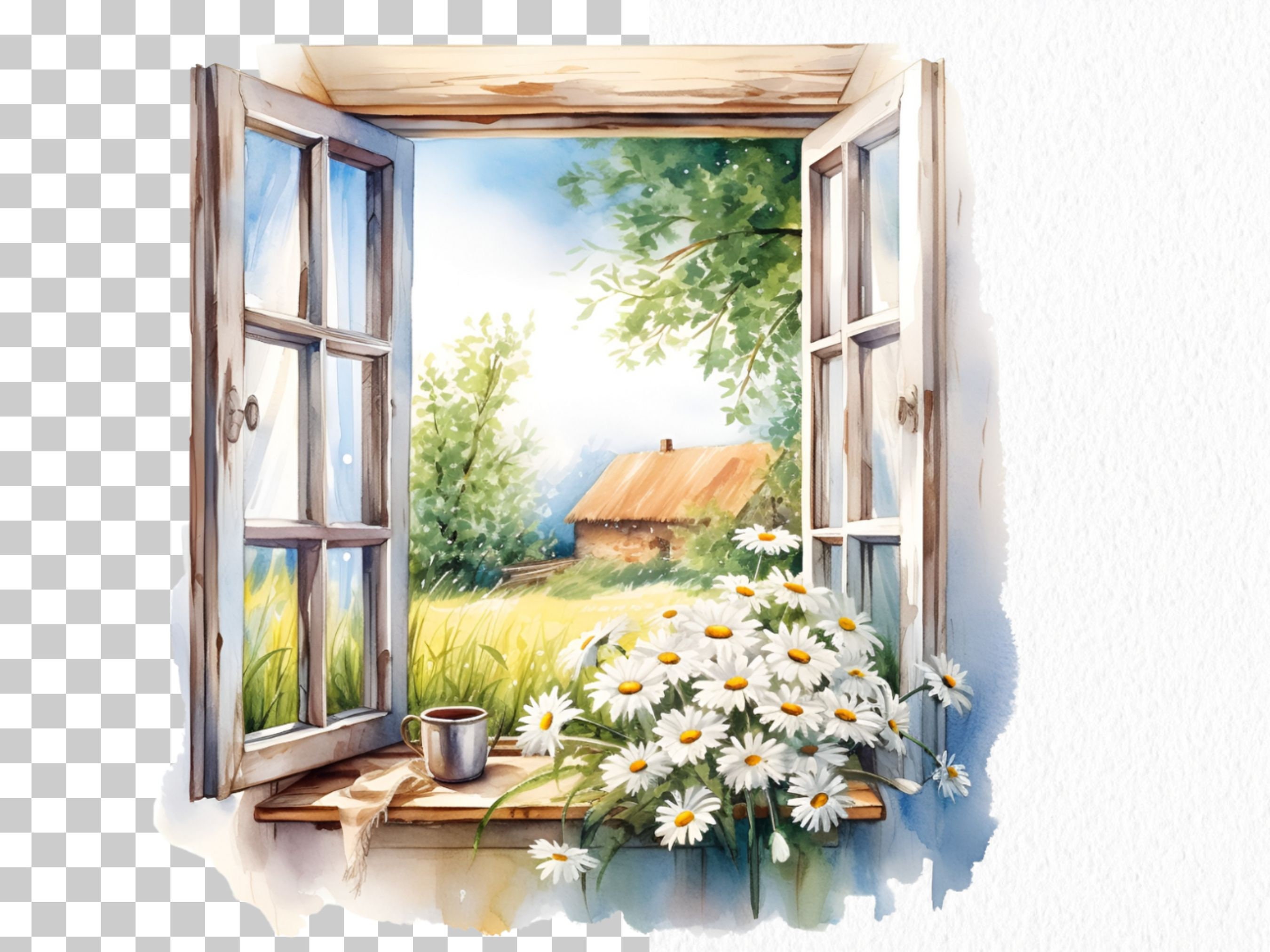 Rustic Daisies Clipart Bundle, 28 PNG Set, Daisy Flower Clip Art, Card ...