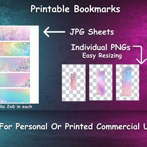 Unicorn Glitter Printable Bookmarks Bundle, Set of 20 PNG/JPG, Pastel ...