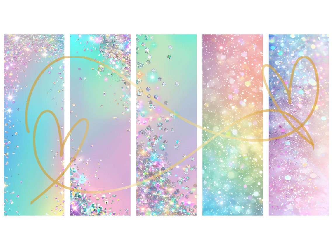 Unicorn Glitter Bookmarks: Pastel Ombre Design (PNG/JPG Digital ...