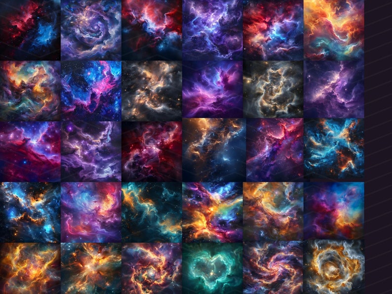 Nebula Backgrounds: 64 Colorful Space Digital Papers (digital Download ...