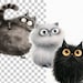 Quirky Cats Clipart Bundle, 45 PNG Set, Transparent Background, Silly ...