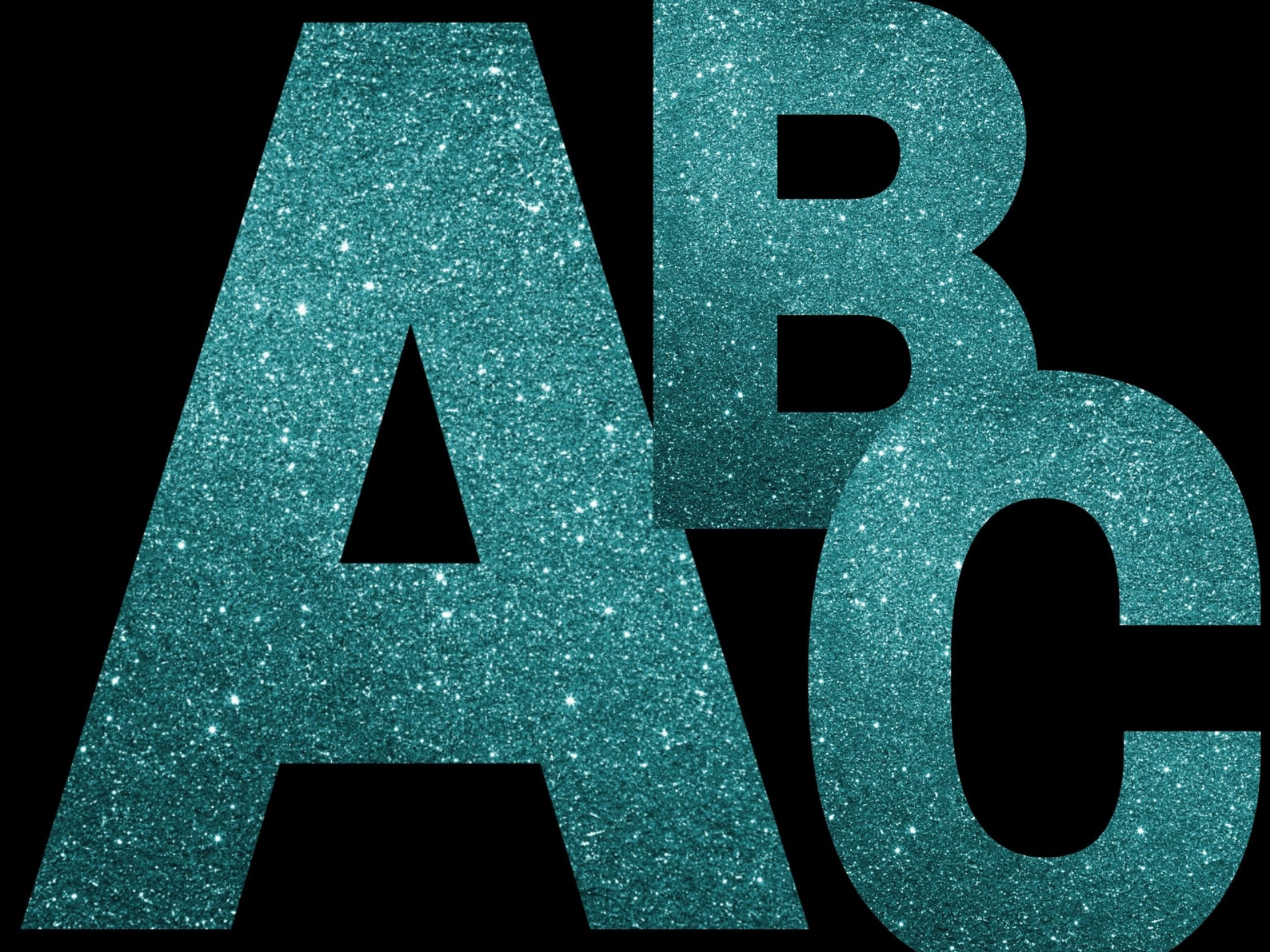 Teal Glitter Alphabet & Numbers Clip Art (PNG Digital Download) - Etsy
