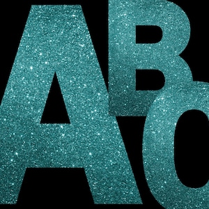 Teal Glitter Alphabet & Numbers Clip Art (PNG Digital Download) - Etsy