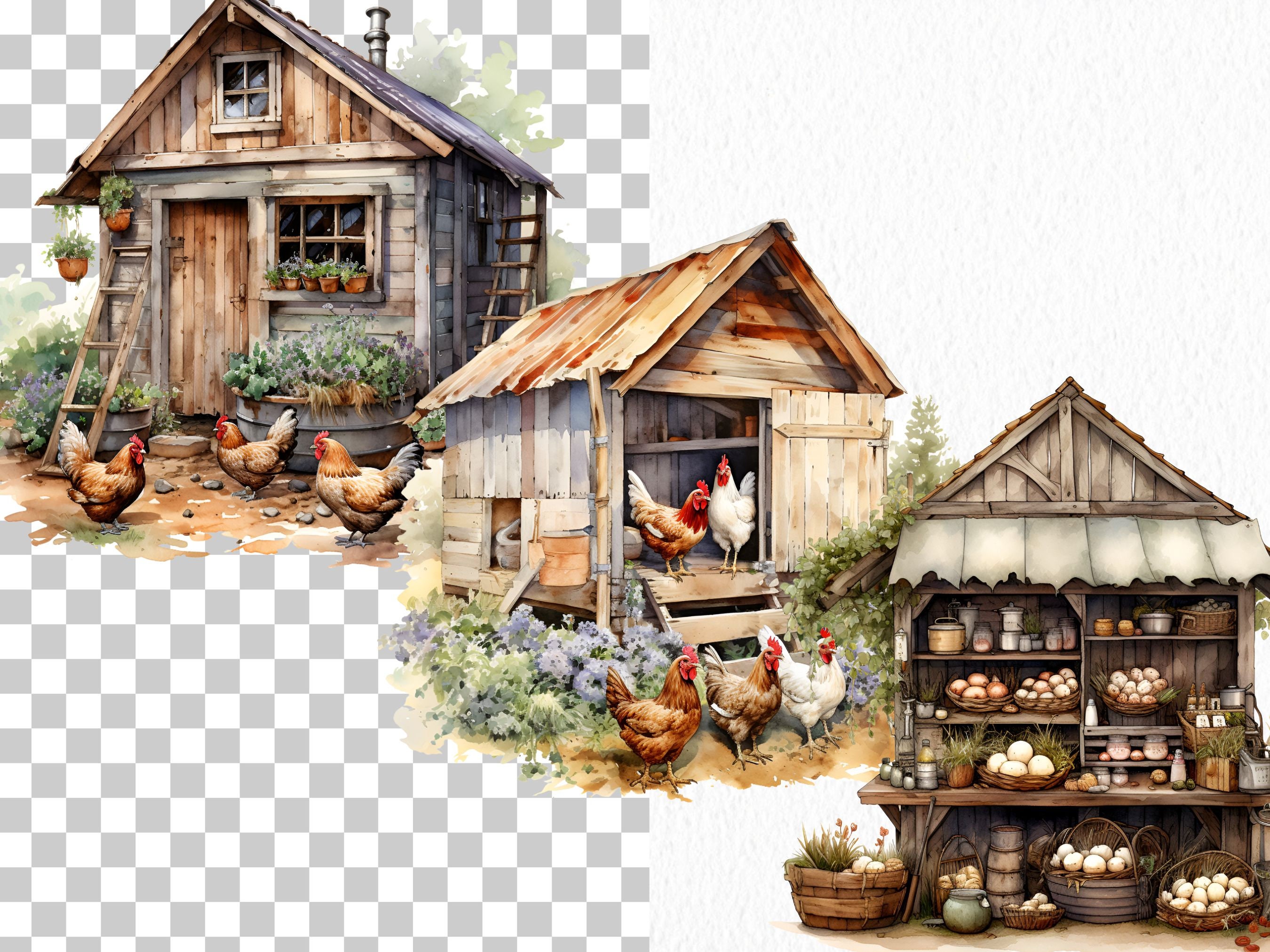 Farm Chicken Clipart Bundle, Cute Chicken PNG Sublimation, Set of 25 ...
