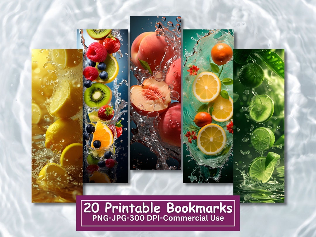 Fruit Printable Bookmarks Bundle, Set of 20 PNG/JPG, Bookmark Sheets ...