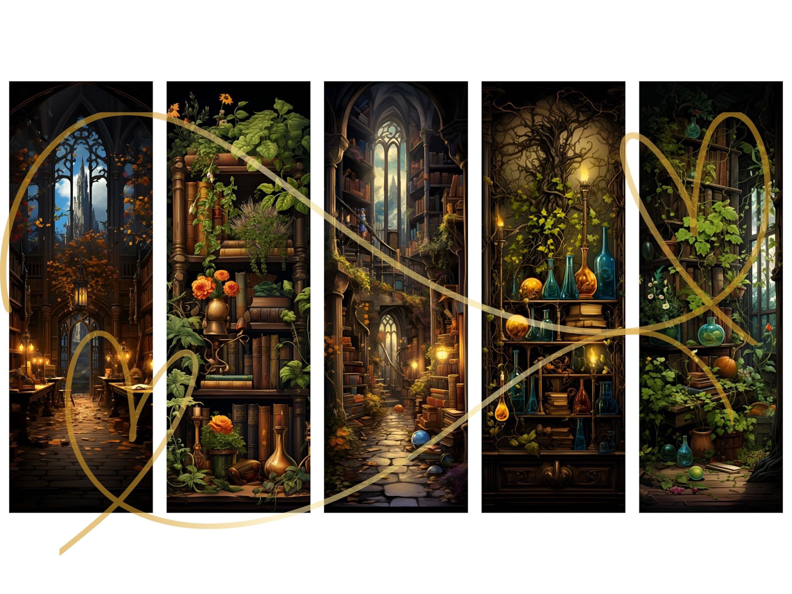 Apothecary Book Stack Printable Bookmarks: 25 PNG/JPG Designs (digital ...