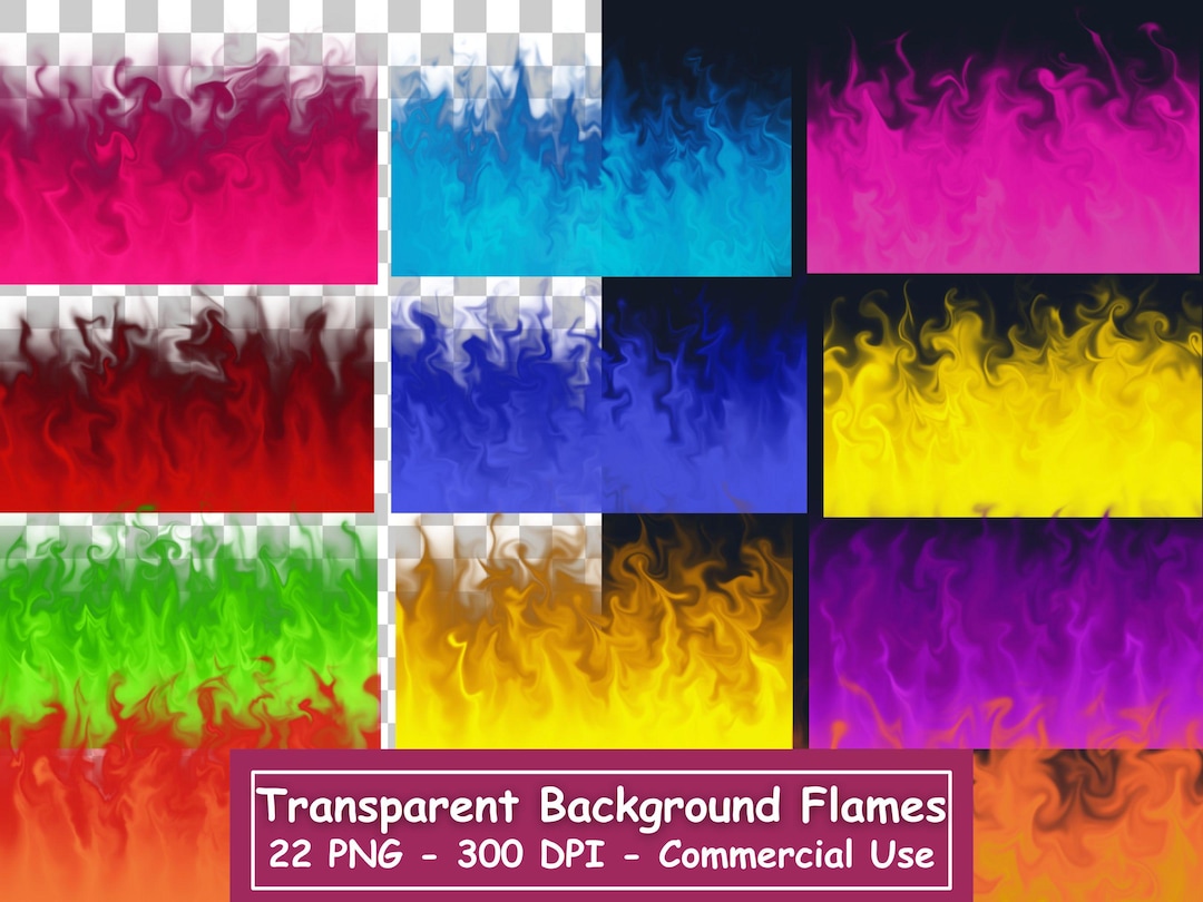 Transparent Background PNG Neon Fire Flames Background Texture Bundle ...