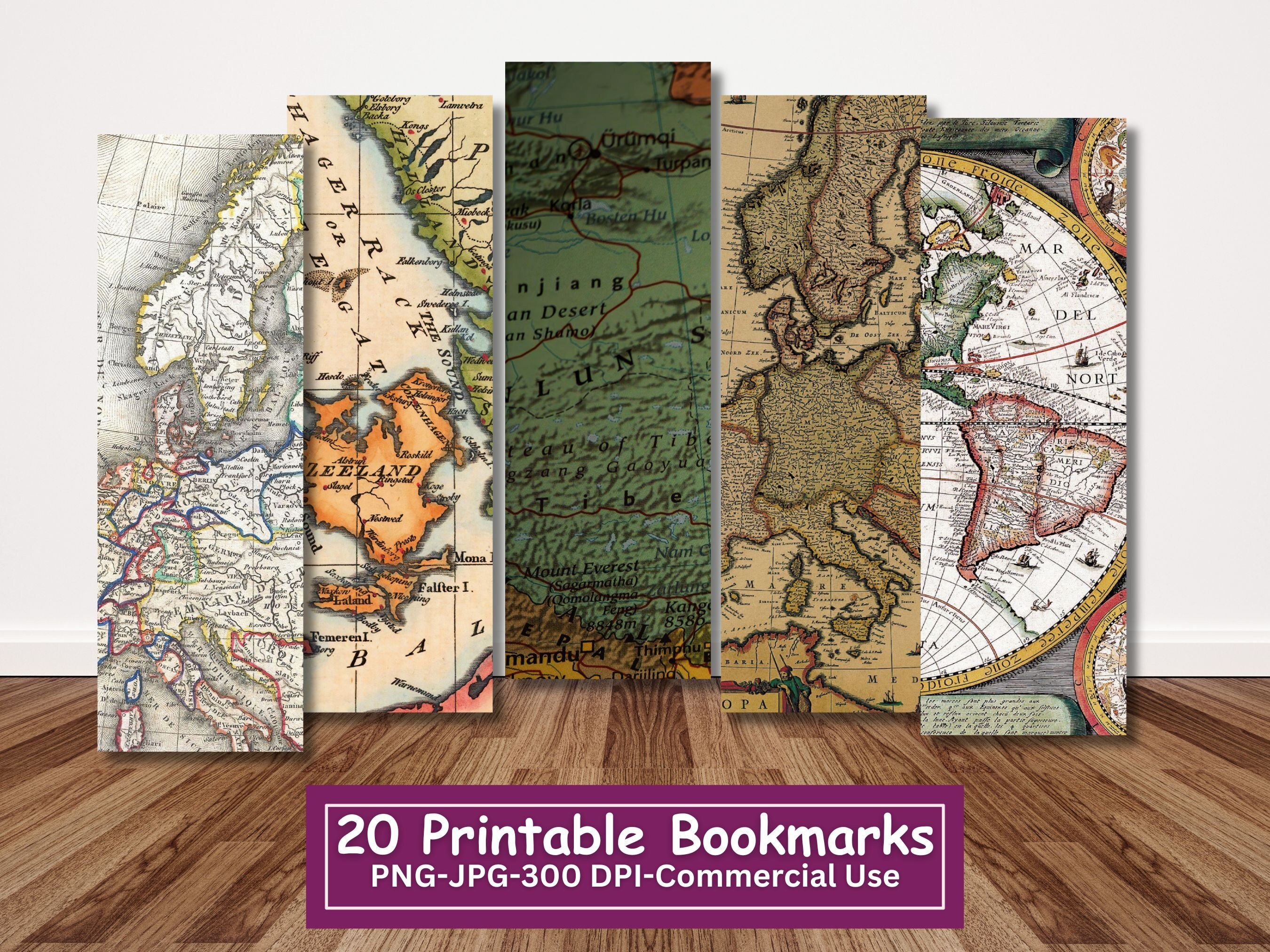 Old Maps Printable Bookmarks Bundle 20 JPG/PNG Set Vintage - Etsy UK