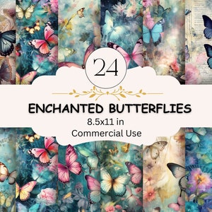 Printable Enchanted Butterfly Digital Paper Bundle, Enchanted Forest ...