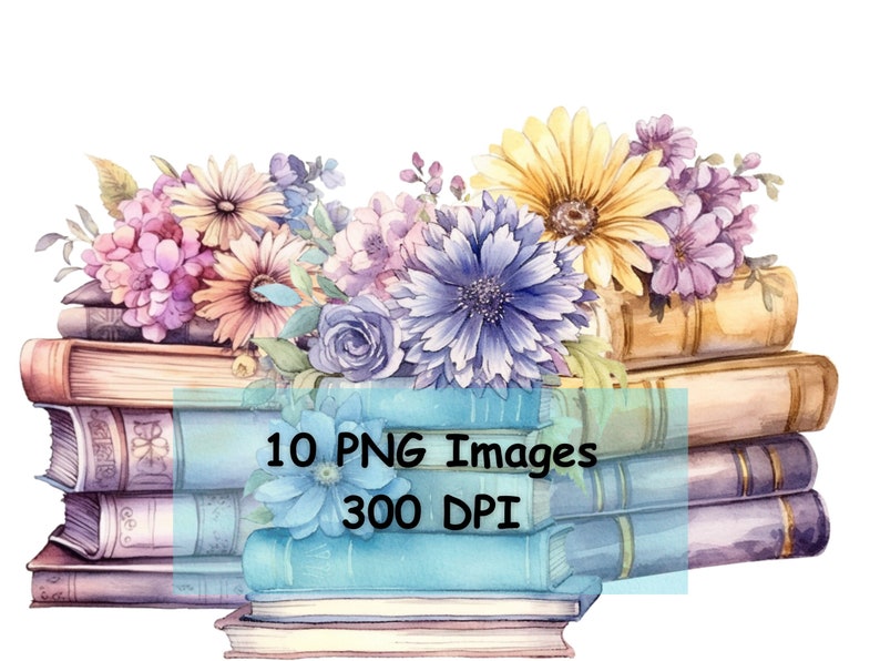 Floral Boho Chic Book Clipart Set of 10 Nursery Art Instant - Etsy