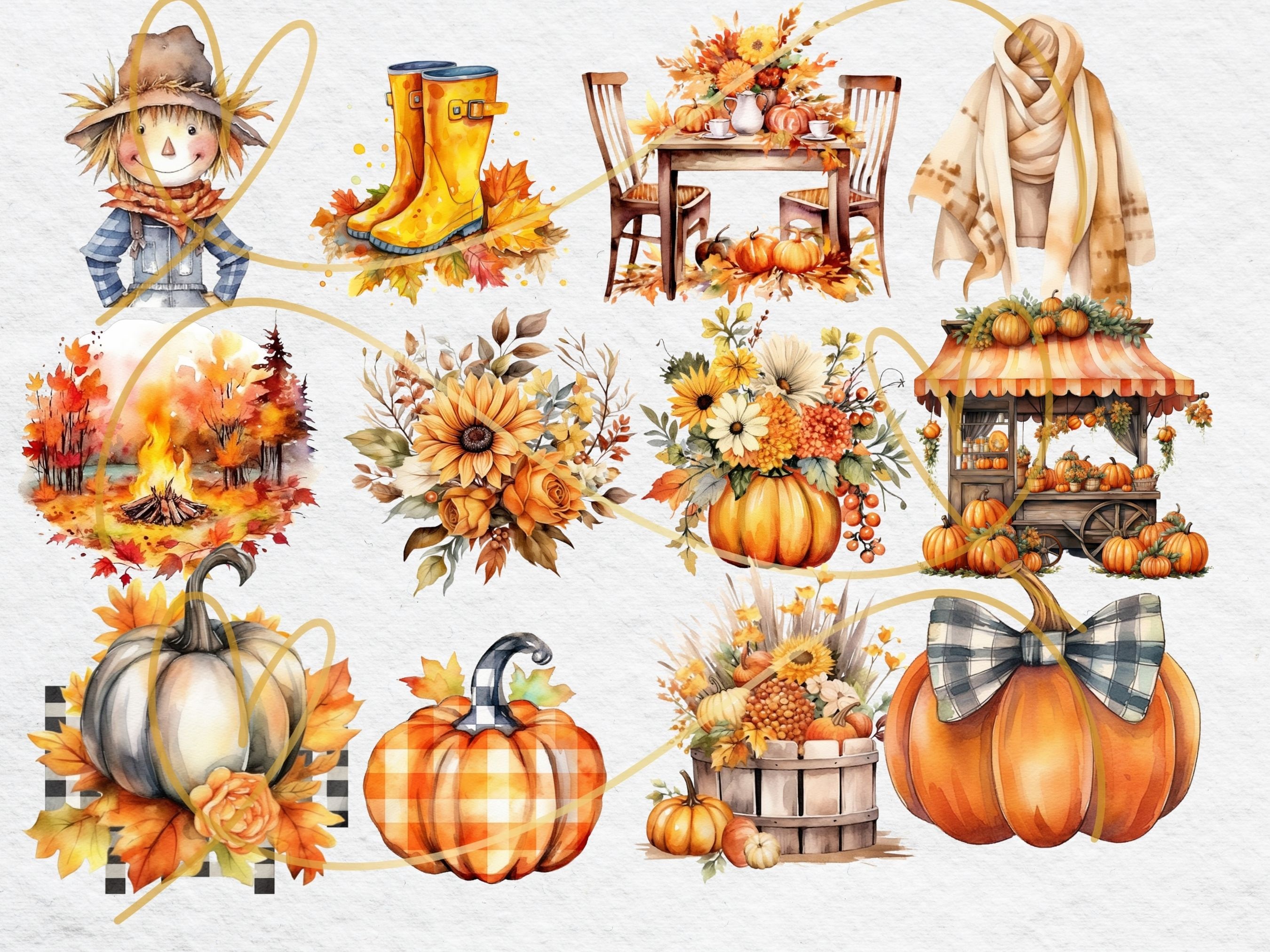 Autumn Variety Clipart Bundle 65 PNG Set Rustic Fall Cozy - Etsy