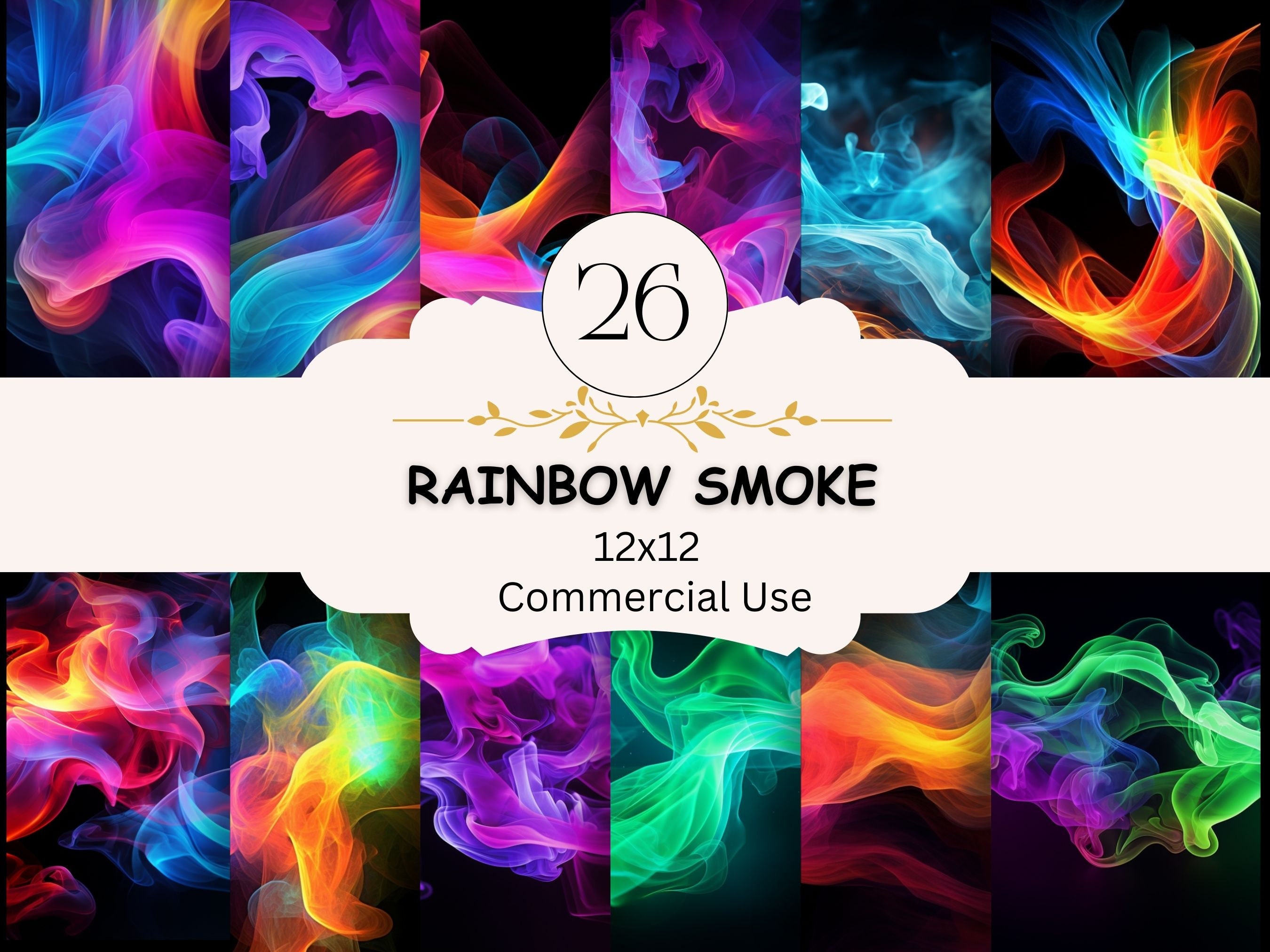Rainbow Smoke Background Digital Paper Bundle Abstract - Etsy