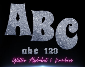Light Silver Glitter Alphabet Digital Clipart PNG File Format. Letters ...