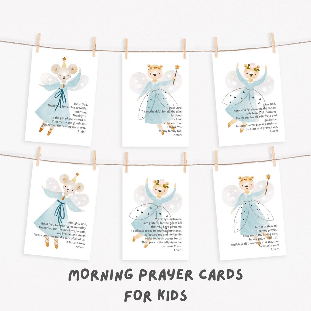 Daily Morning Prayer Cards for Kids, Printable Religious Prayer Cards ...