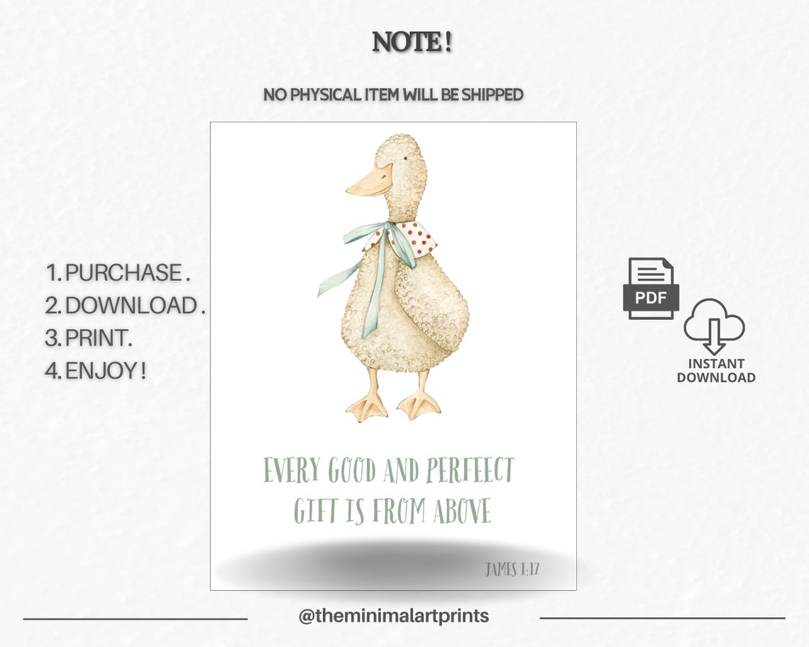 Silly Goose Poster, Cute Goose Illustration, Christian Nursery Art ...