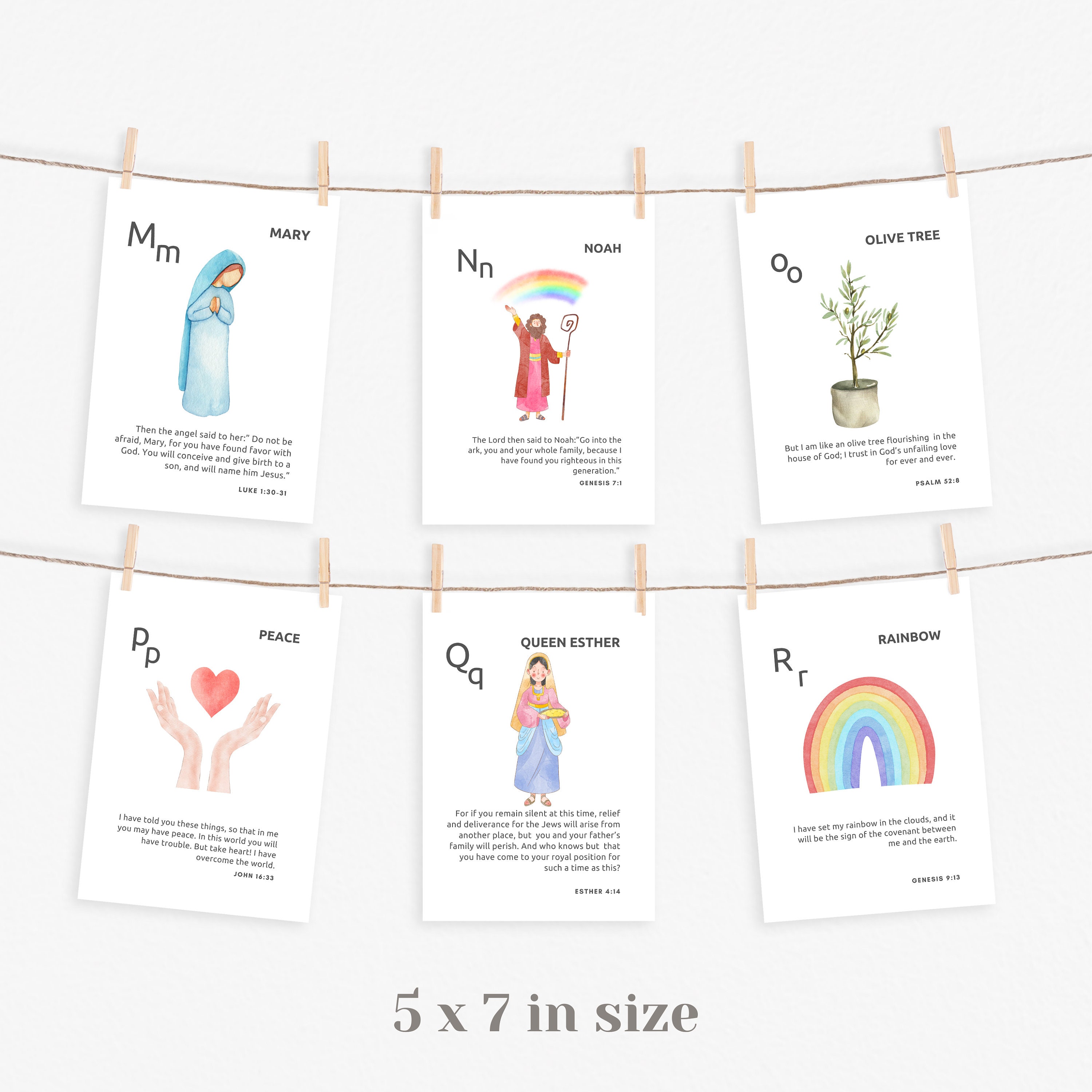 Printable Bible Alphabet Cards for Kids, Bible Verses Alphabet Card Set ...