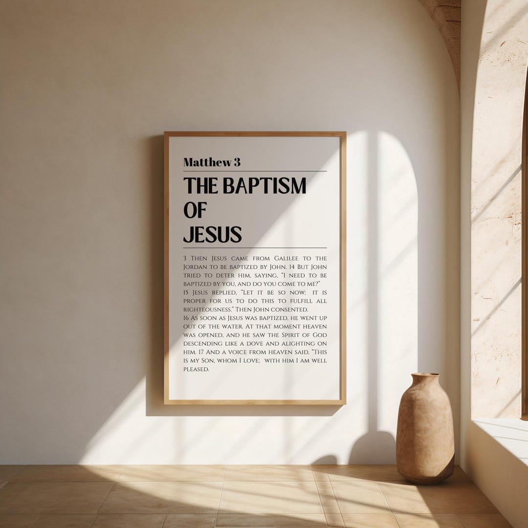 The Baptism of Jesus Print, Jesus Printable, Bible Verse Print, Modern ...
