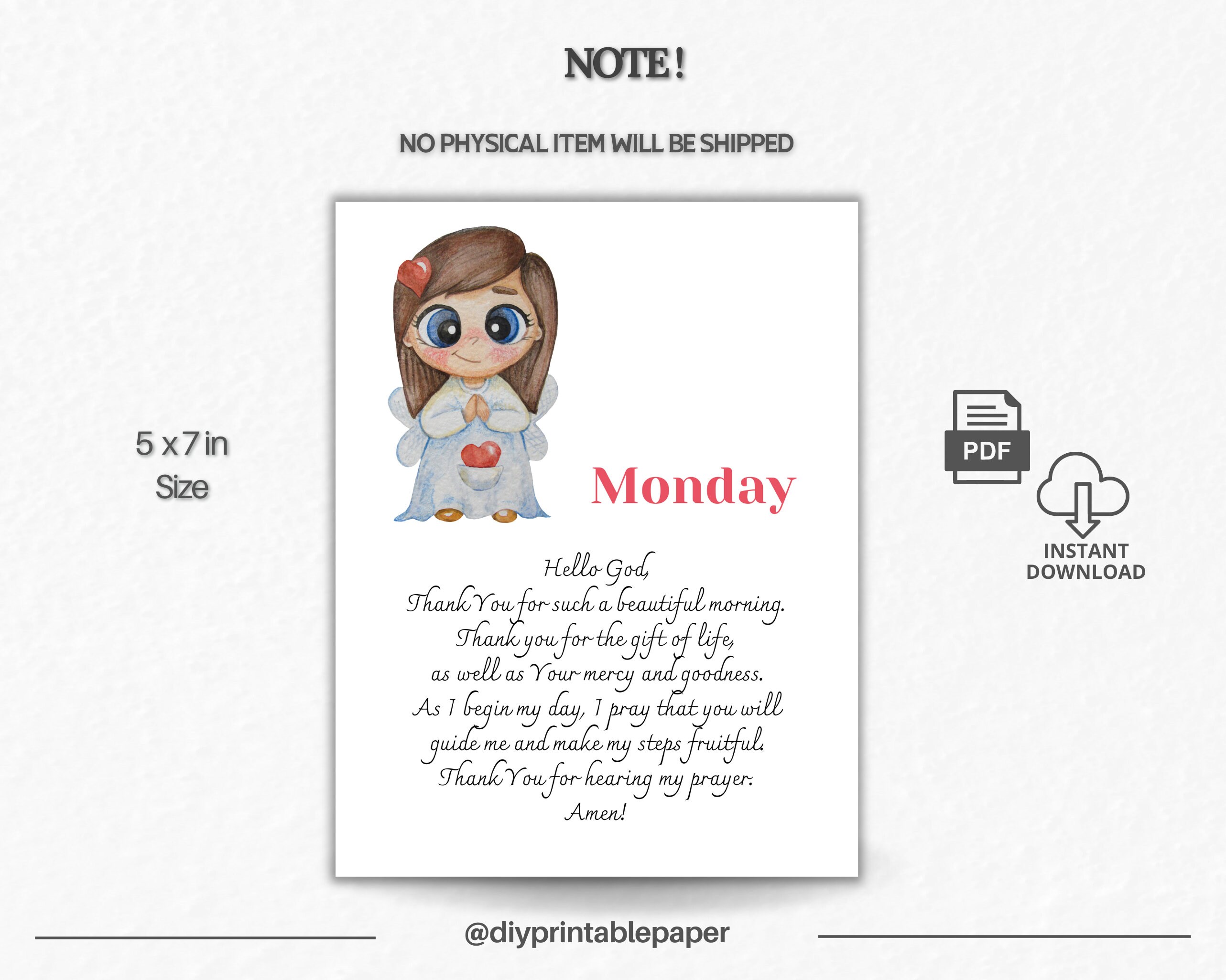 Printable Prayer Cards for Kids, Daily Morning Prayers for Kids ...