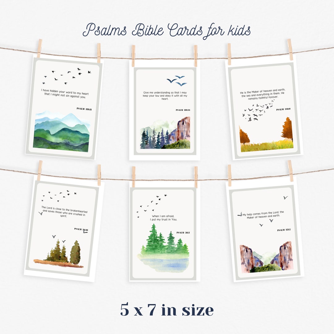 Psalms Bible Cards for Kids, Printable Bible Activities for Kids ...