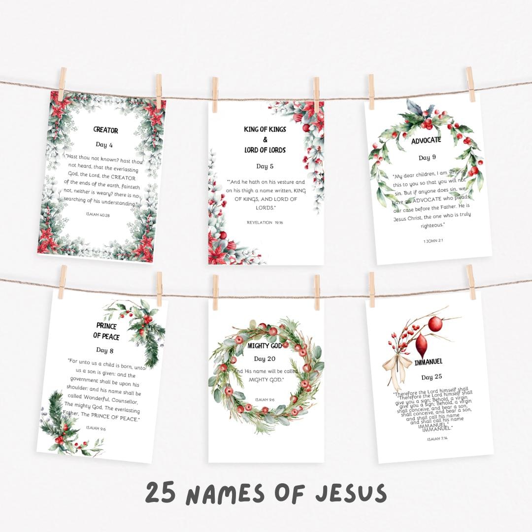 Names of Jesus, Printable Christmas Advent Calendar for Kids, Bible ...