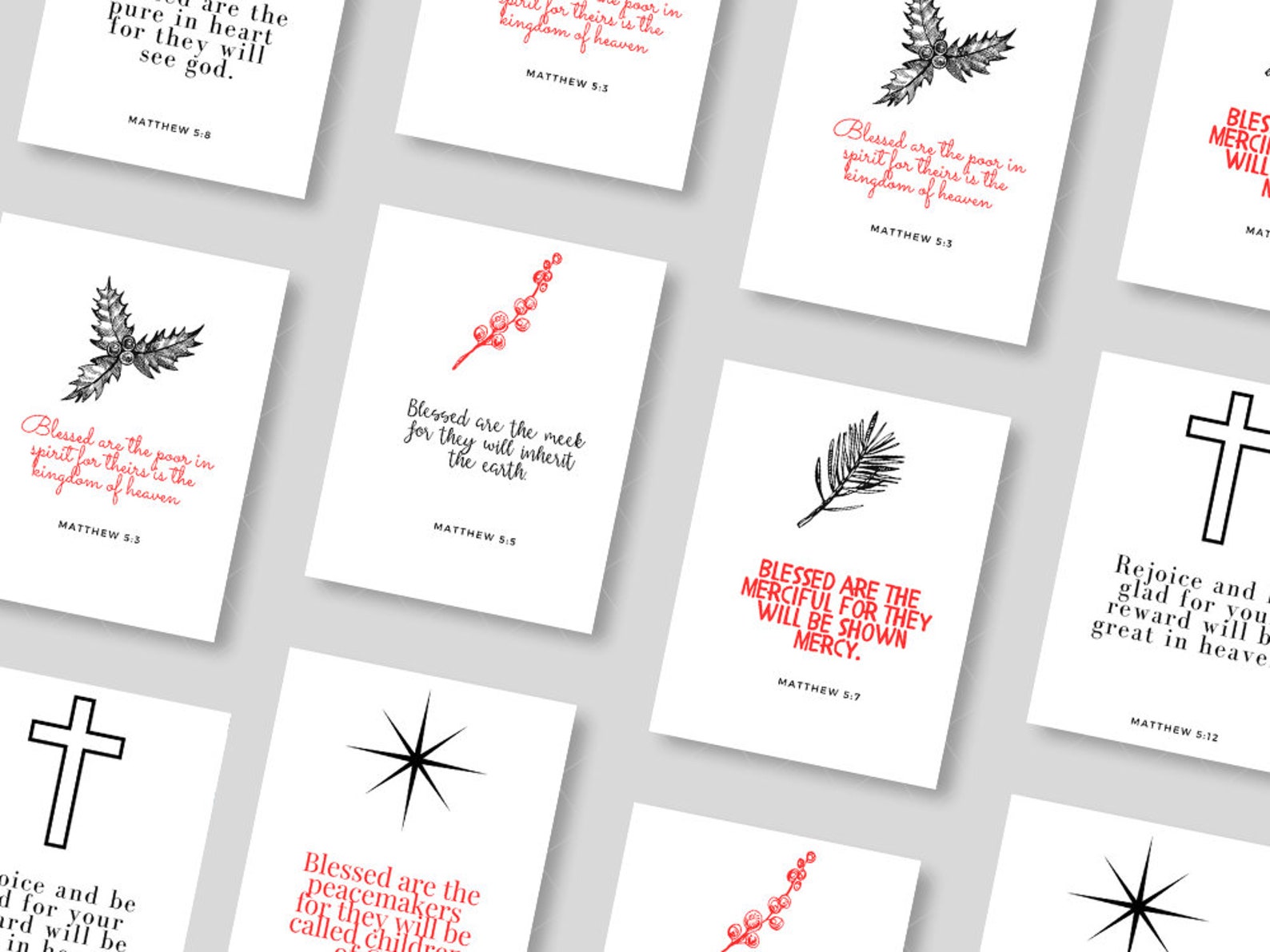 Set of 6 Bible Christmas Cards, Christmas Bible Verse Cards, Christmas ...