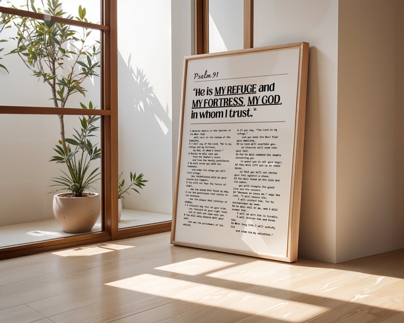 Psalm 91 Bible Verse Wall Art | Minimalist Christian Wall Art | Bible ...