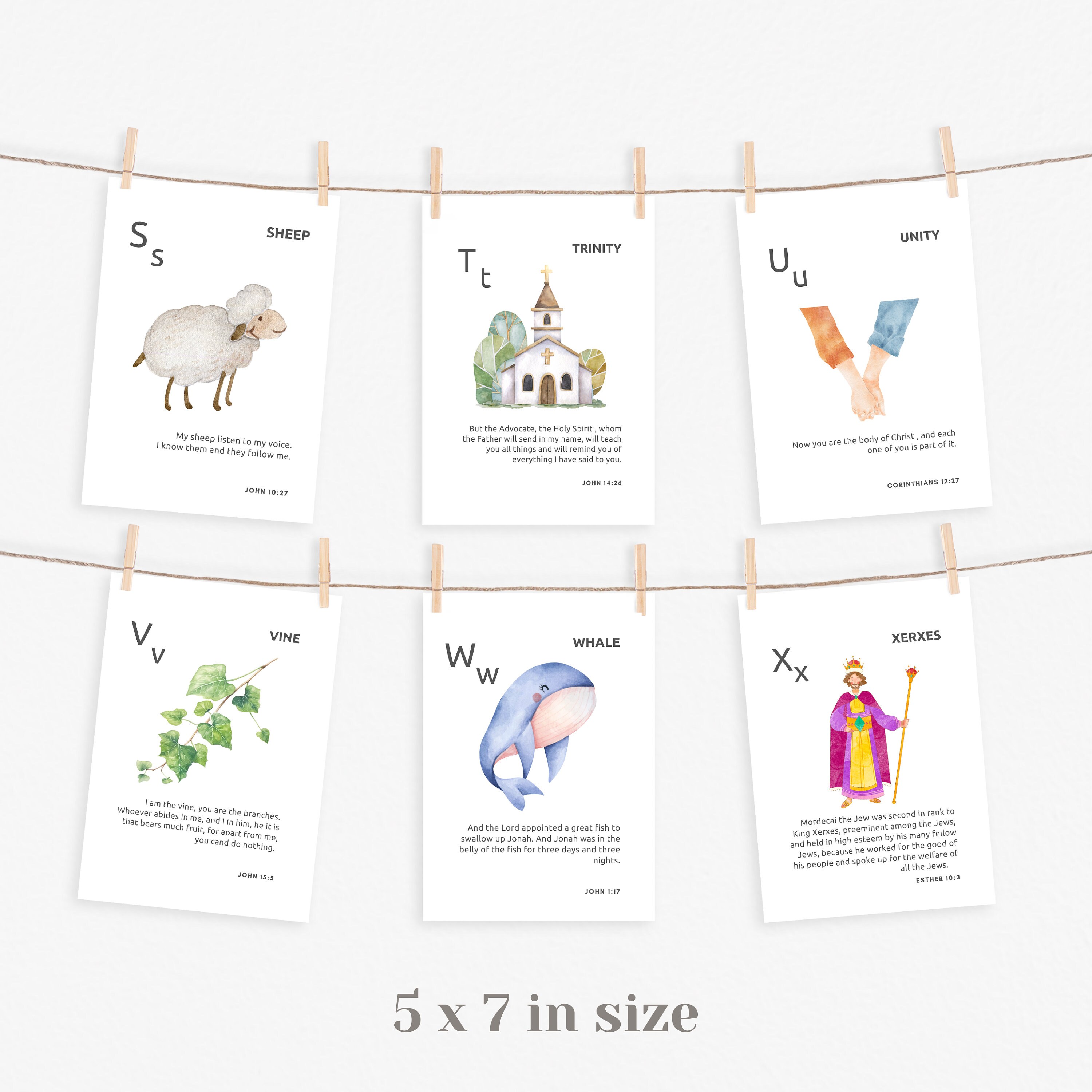 Printable Bible Alphabet Cards for Kids, Bible Verses Alphabet Card Set ...