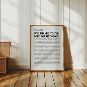 Psalm 107 Print, Bible Chapter Poster, Minimalist Bible Verse Wall Art ...