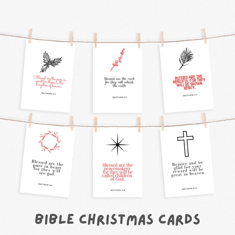 Set of 6 Bible Christmas Cards, Christmas Bible Verse Cards, Christmas ...
