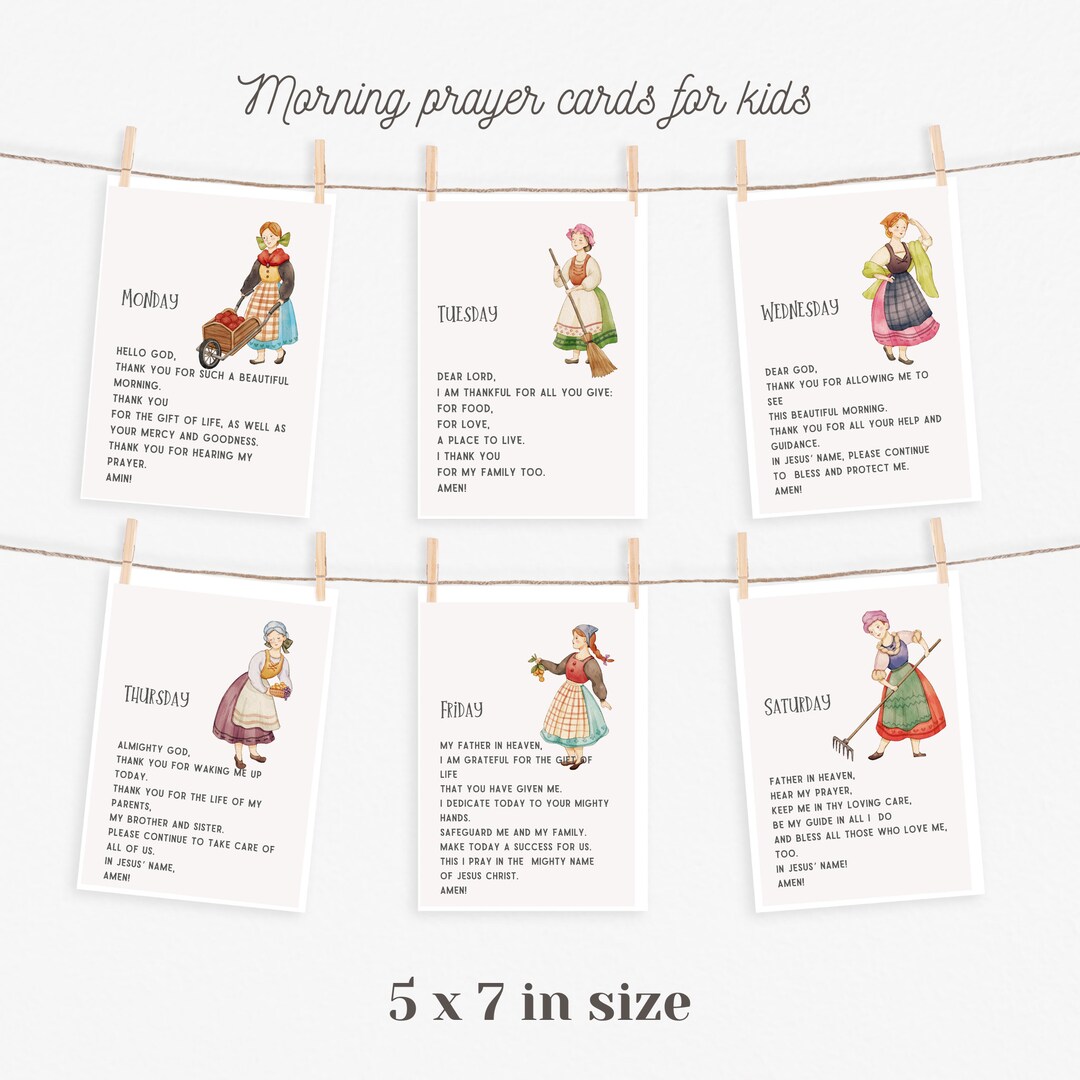Printable Prayer Cards for Kids, Daily Prayer Cards, Catholic Prayer ...