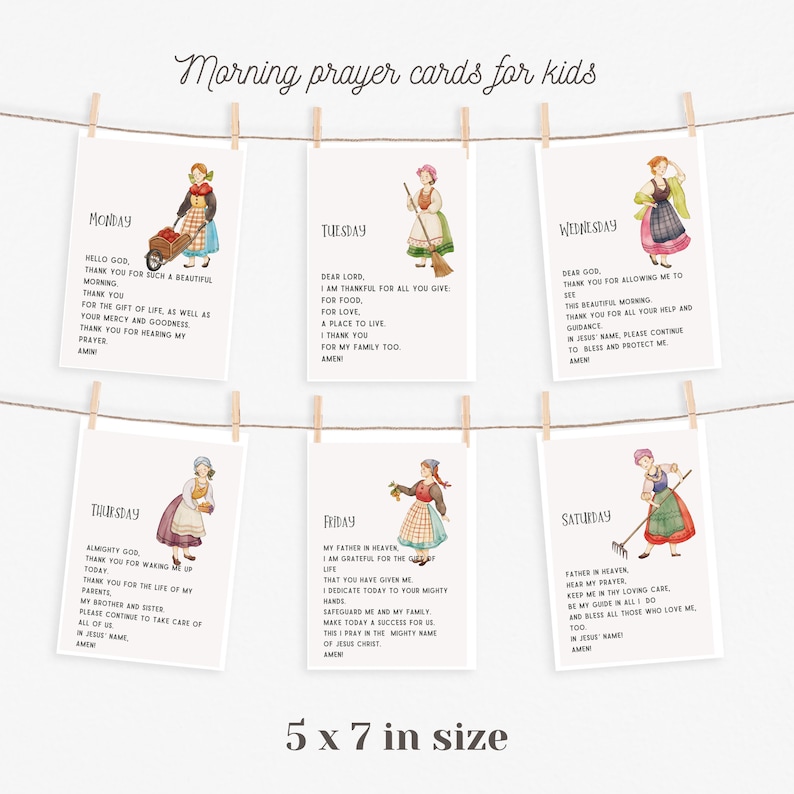 Printable Prayer Cards for Kids, Daily Prayer Cards, Catholic Prayer ...
