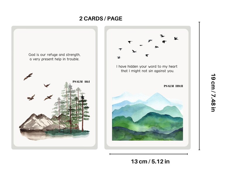 Psalm Bible Verse Cards for Kids: Watercolor Scripture (digital ...