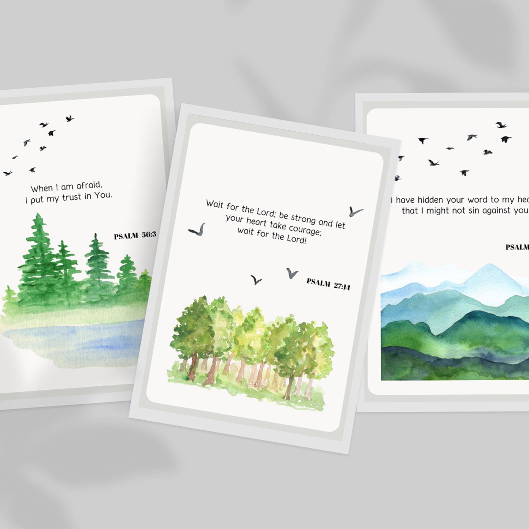 Psalm Bible Verse Cards for Kids: Watercolor Scripture (digital ...