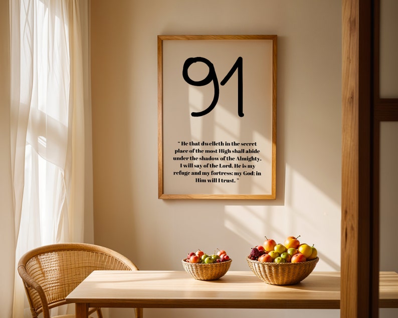 Psalm 91 Christian Wall Art Modern Bible Verse Print Instant Download ...