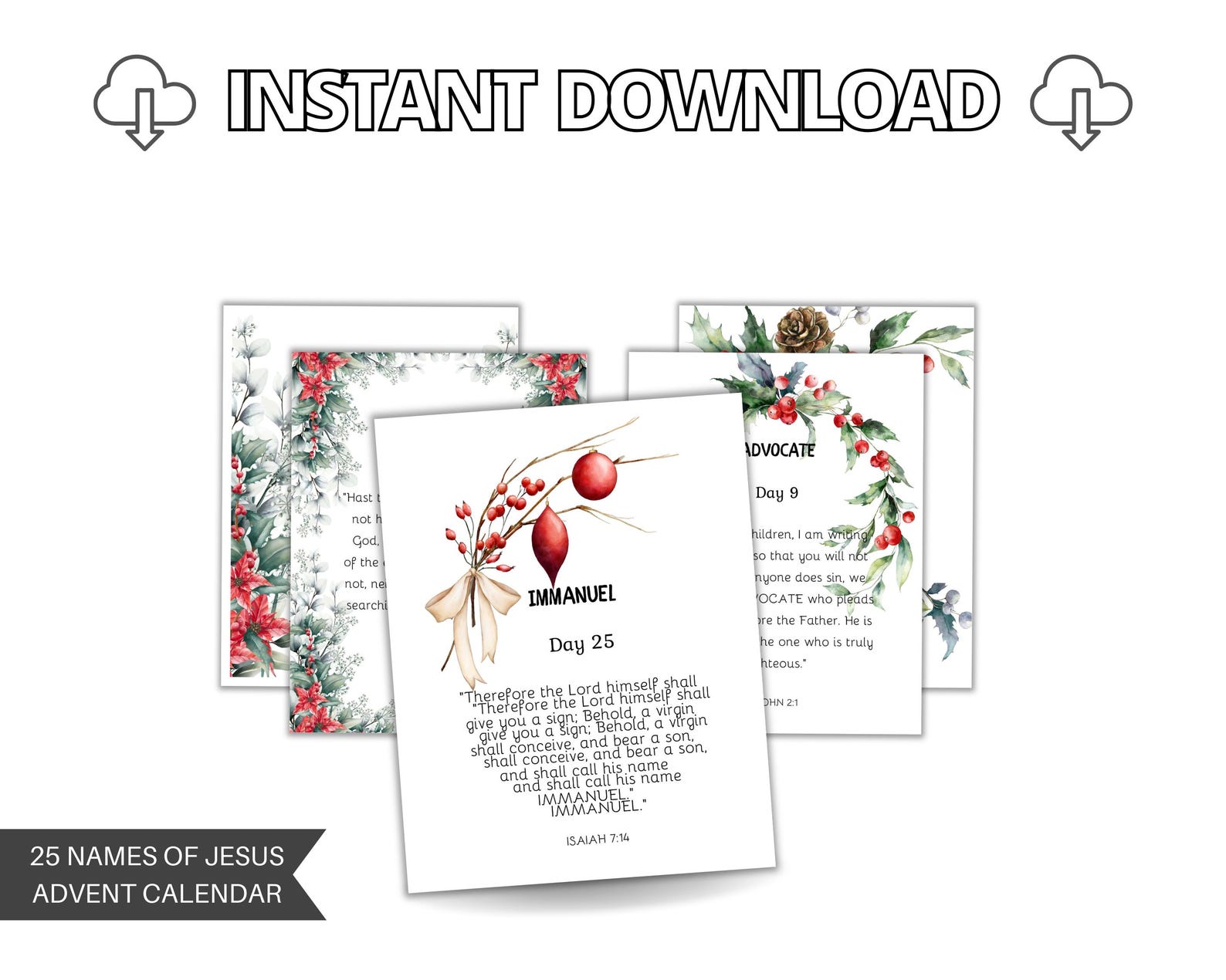 Names of Jesus, Printable Christmas Advent Calendar for Kids, Bible ...
