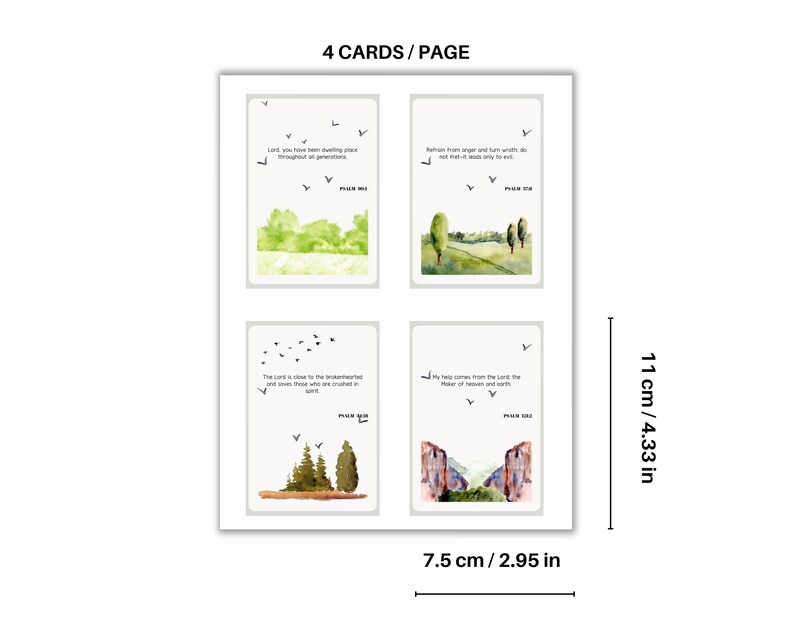 Psalm Bible Verse Cards for Kids: Watercolor Scripture (digital ...
