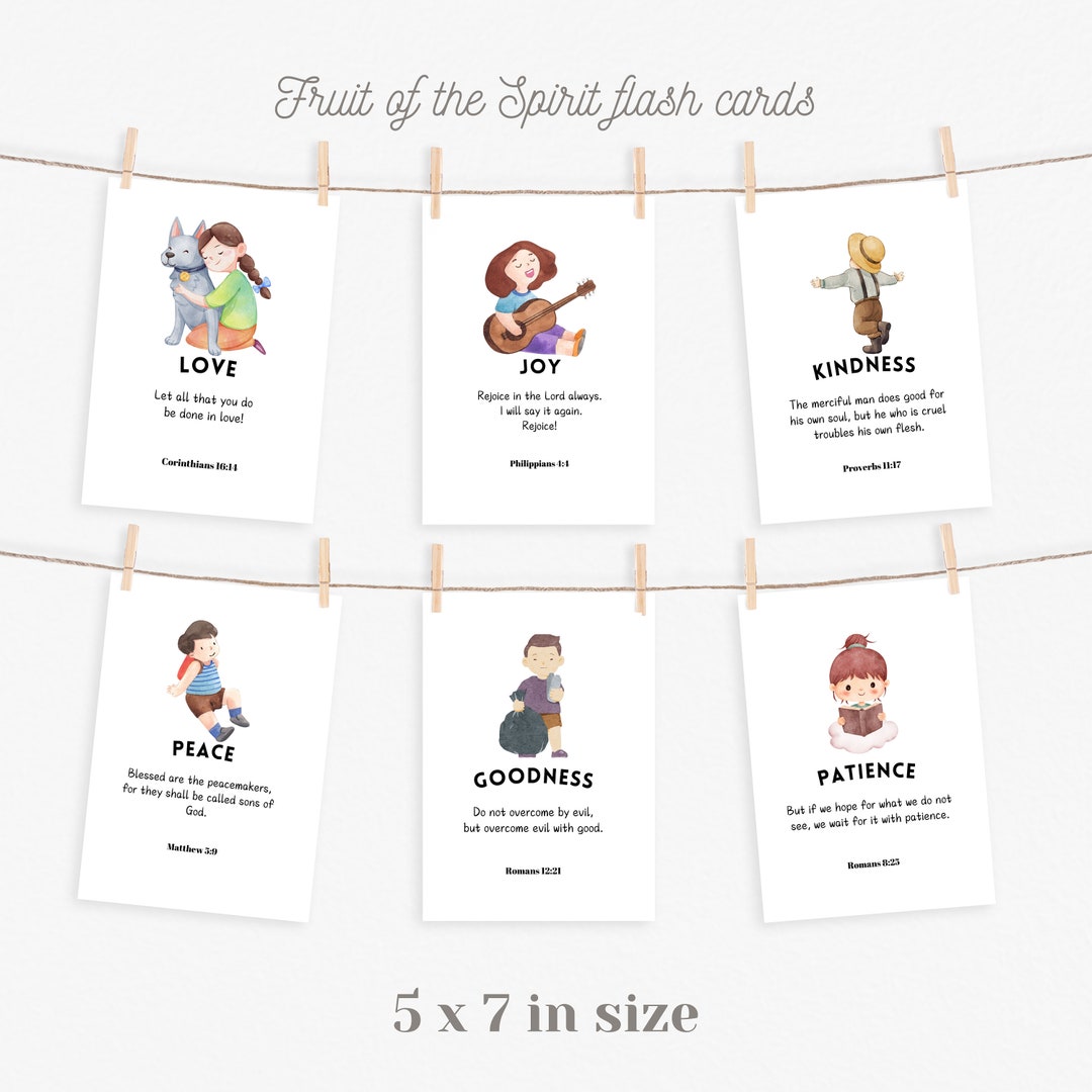 Fruit of the Spirit Flash Cards, Calming Corner, Montessori Flashcards ...